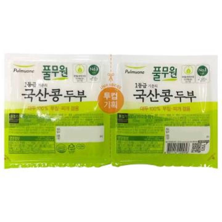 국산콩두부(부침용 찌개용) 300Gx2입/풀무원식품(주) | 배민스토어