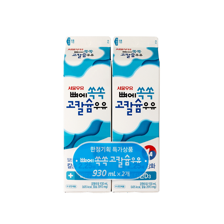 서울 뼈에 쏙쏙 고칼슘우유 930ml*2 | 배민 장보기∙쇼핑