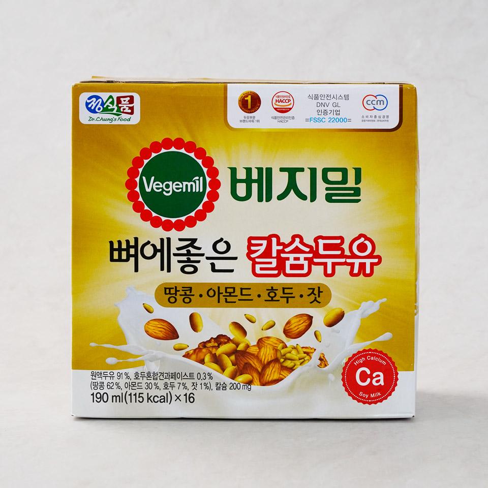 정식품 베지밀 뼈에좋은 칼슘두유 땅콩아몬드호두 190ml*16입 | 배민스토어