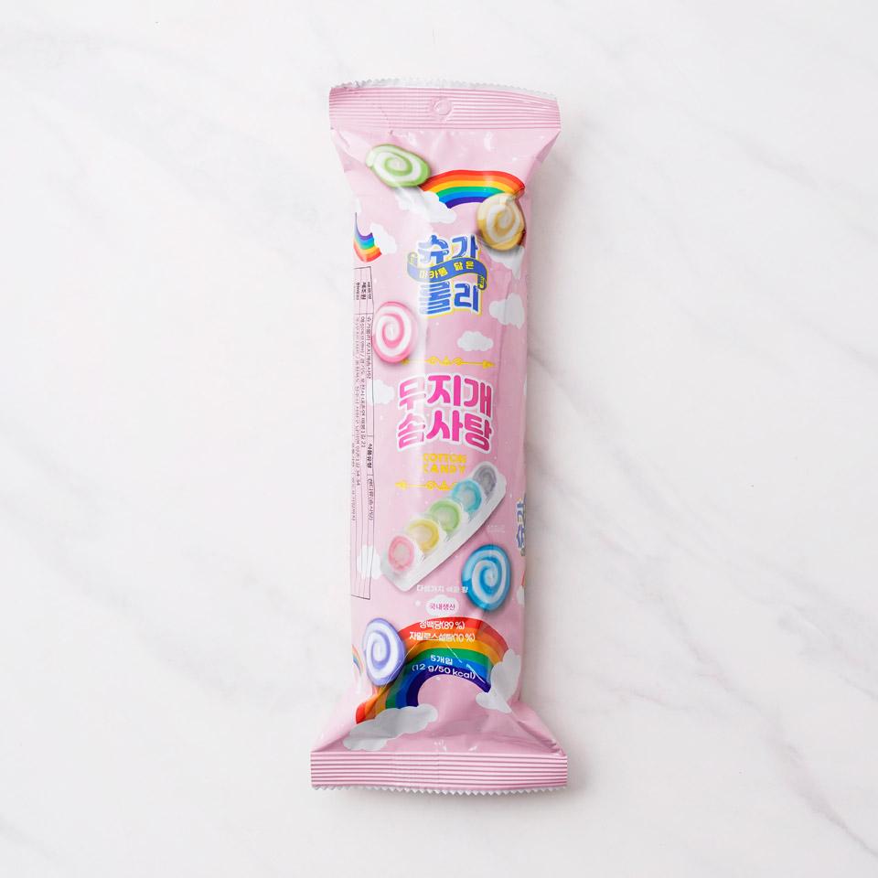 마카롱 닮은 슈가롤리 무지개 솜사탕 12g | 배민스토어