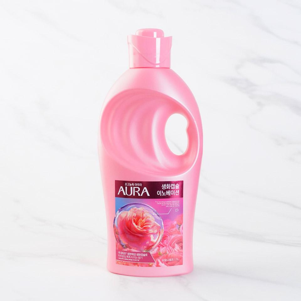 LG AURA 생화 섬유유연제 용기 피오니로즈 1L | 배민스토어