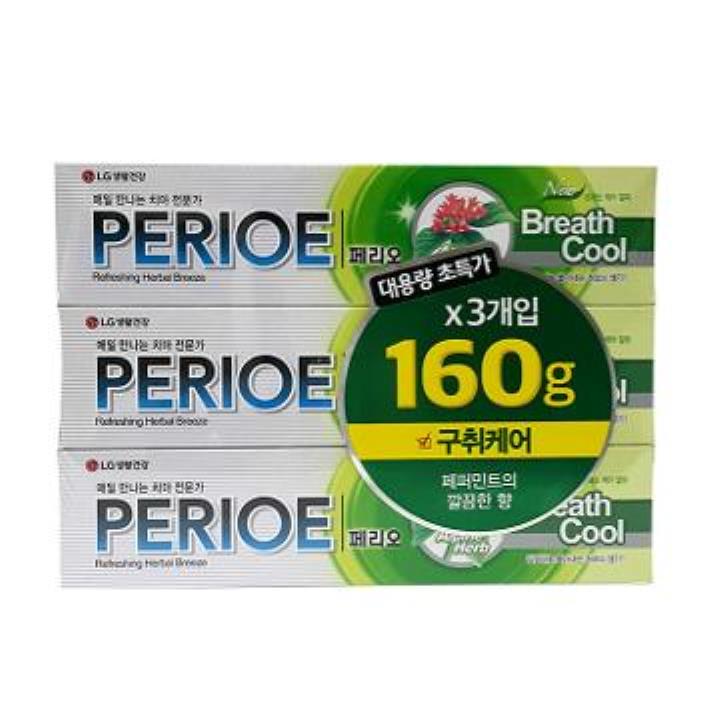 페리오치약(브레쓰케어) 160G*3입/LG | 배민스토어